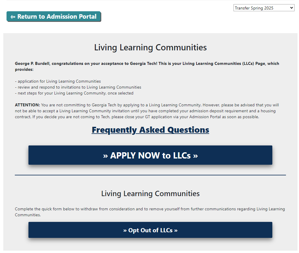 Transfer Admissions | John H. Martinson Honors Program